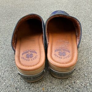 Lucky Brand | Shoes | Lucky Brand Blue Black Suede Mulesclogs Leather ...